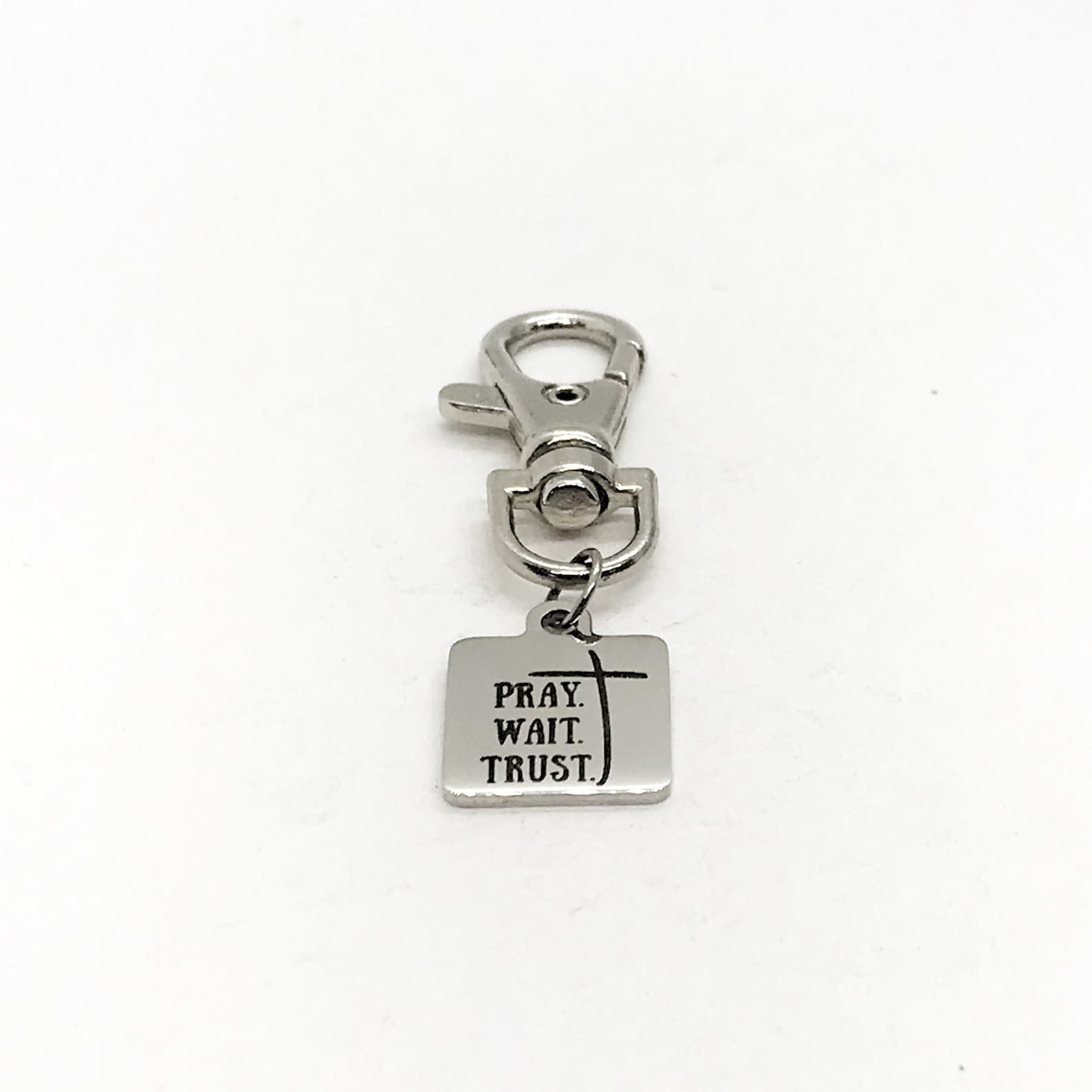 Bag Charm, Pray Wait Trust Charm Gift, Faith Quote Gift, Prayer Quote ...