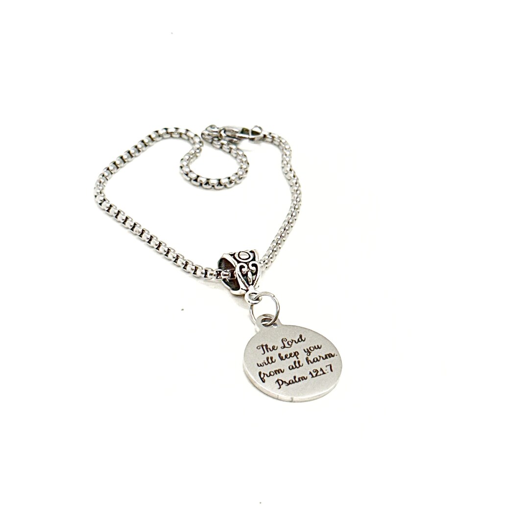 The Lord Will Keep You From All Harm Charm Bracelet, Psalm 121 7 ...