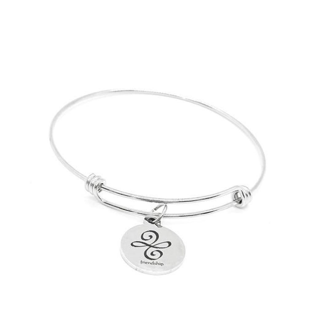 Friendship Symbol Charm Bracelet Stainless Steel 19mm Round Charm ...