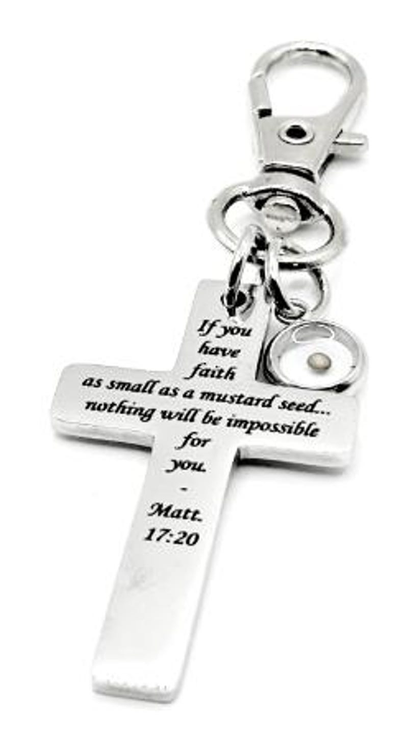 Mustard Seed Faith Cross Clip on Charm Stainless Steel Christian Gift ...