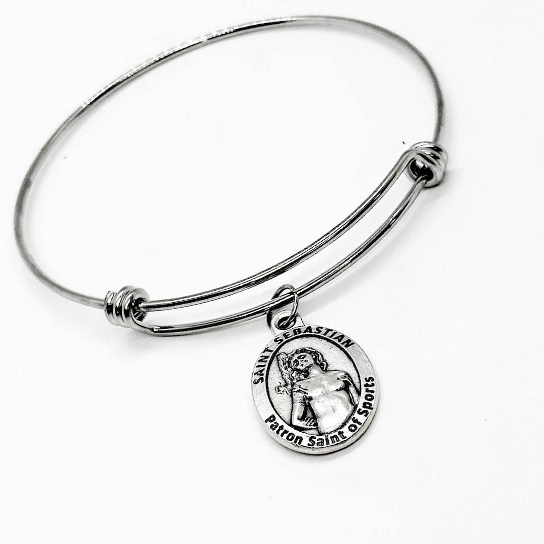 Saint Sebastian Patron Saint of Sports Charm Bangle Bracelet, Golf ...