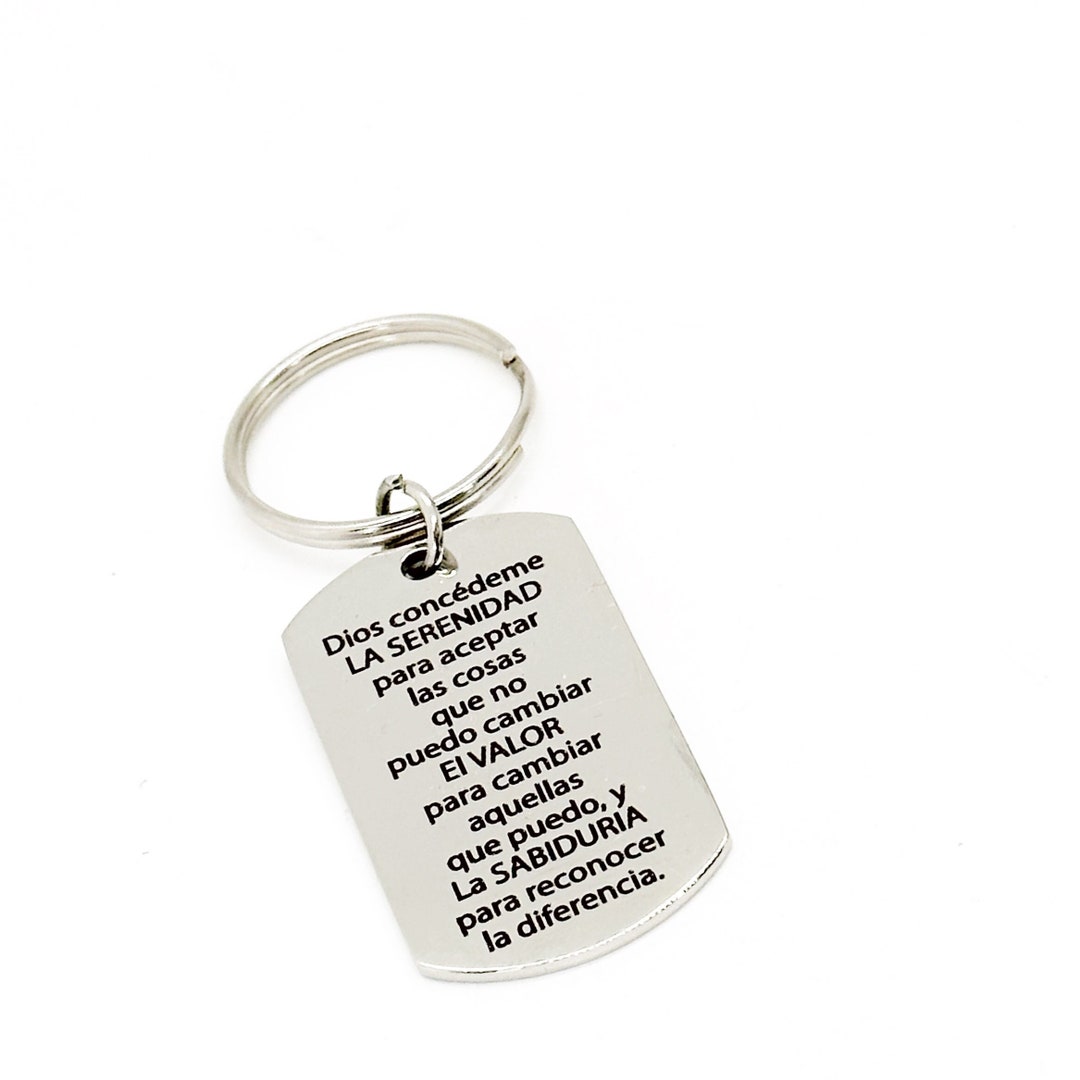 Spanish Serenity Prayer Dog Tag Keychain, Recovery Gift, Gift for Him ...