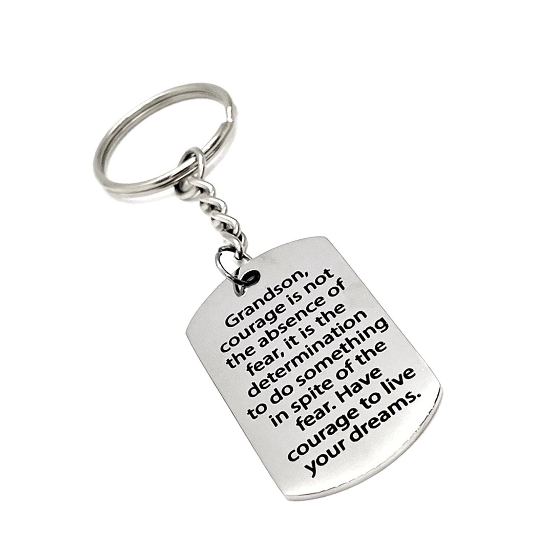 Grandson Gift, Grandson Keychain, Grandson Courage Gift, Encouraging ...
