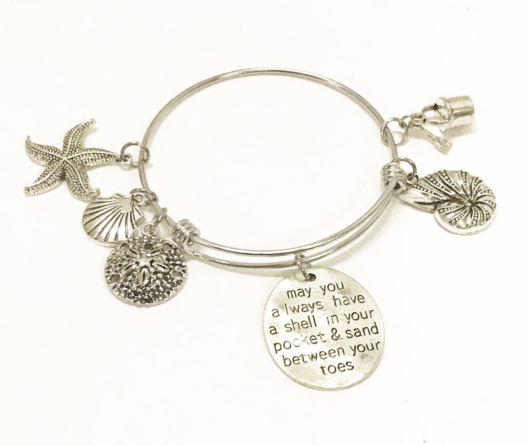 Beach Lover Bracelet, Sun and Sand Seashell Charm Bracelet, Girlfriend ...
