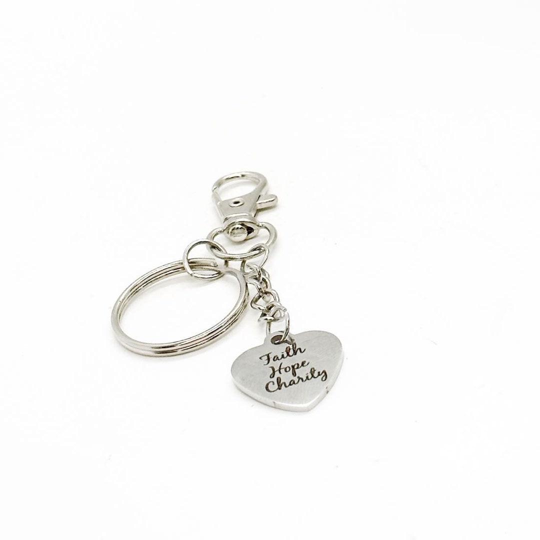 Faith Hope Charity Clip on Charm Keychain, Love Gift, Anniversary Gift ...