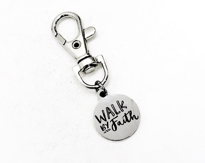 Bag Charm, Walk by Faith, Keychain Charm, Christian Gift, Sunday School ...