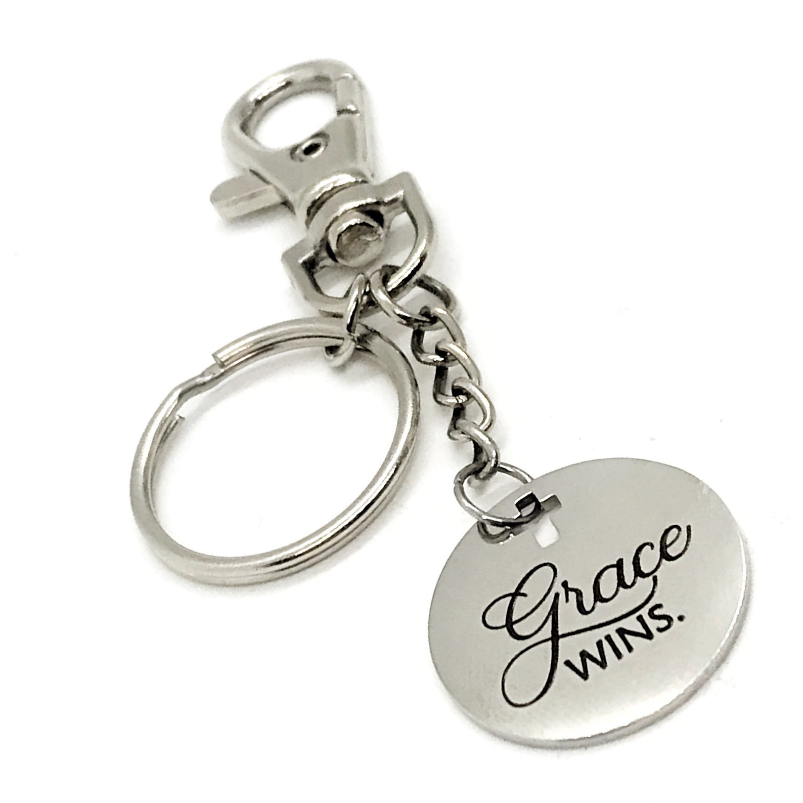 Faith Gift Grace Wins Keychain Christian Grace Keychain - Etsy