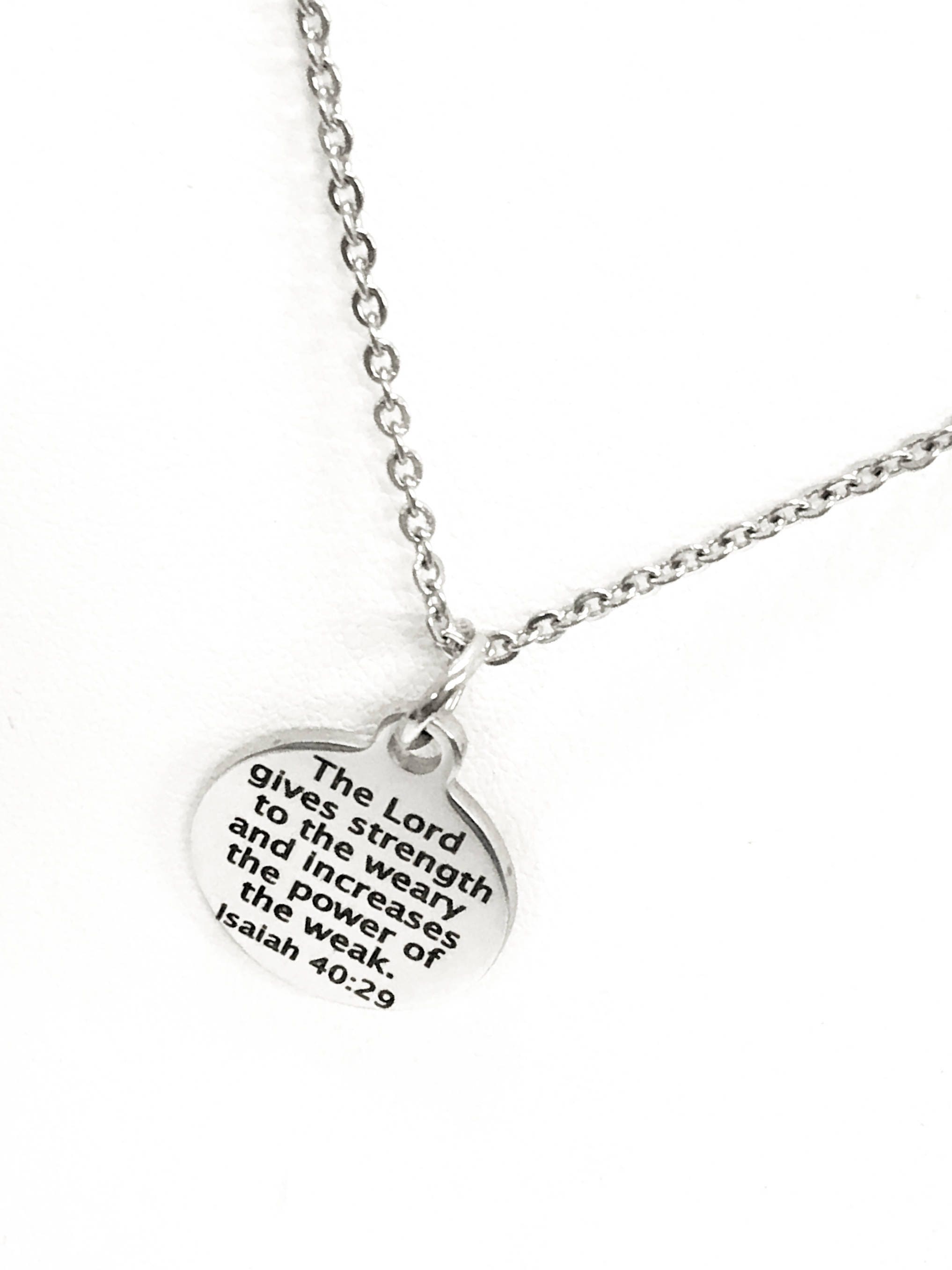 Scripture Jewelry, The Lord Gives Strength Necklace, Isaiah 40 29 Bible ...