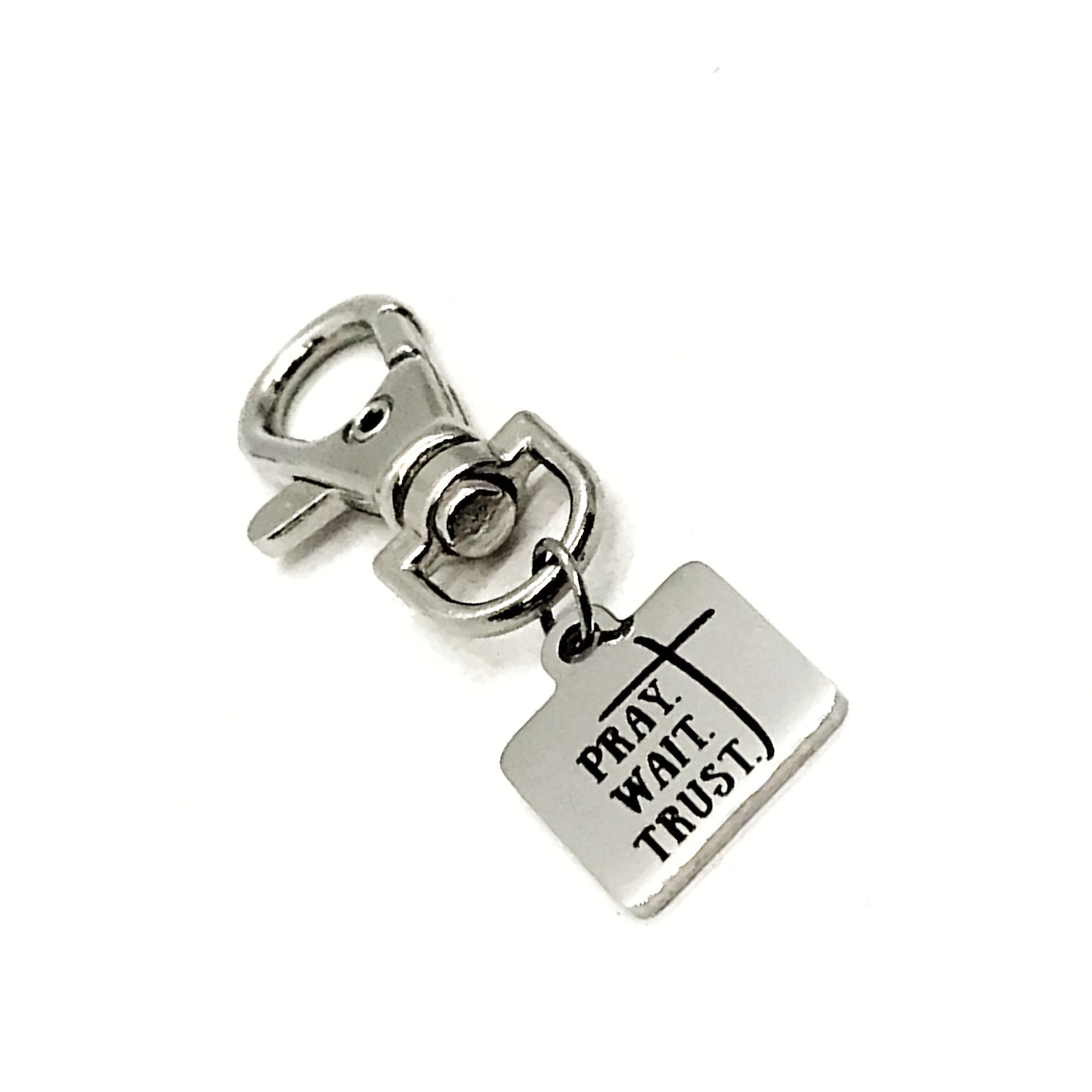 Bag Charm, Pray Wait Trust Charm Gift, Faith Quote Gift, Prayer Quote ...