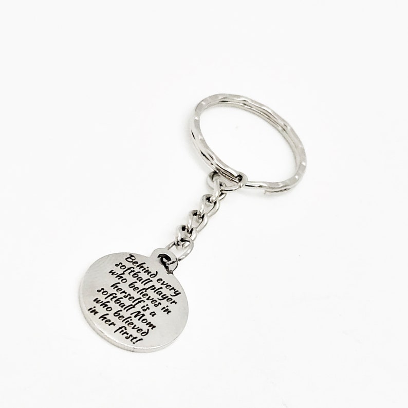 Softball Keychain Softball Mom Gift Behind Every Softball - Etsy