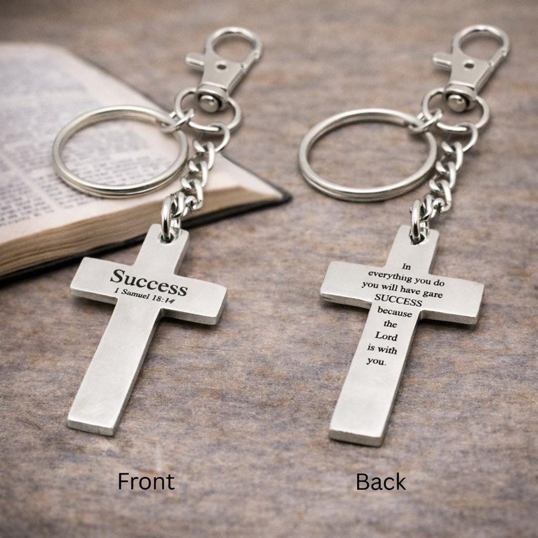 Success Scripture Cross Clip on Keychain Christian Gift Bible Verse ...