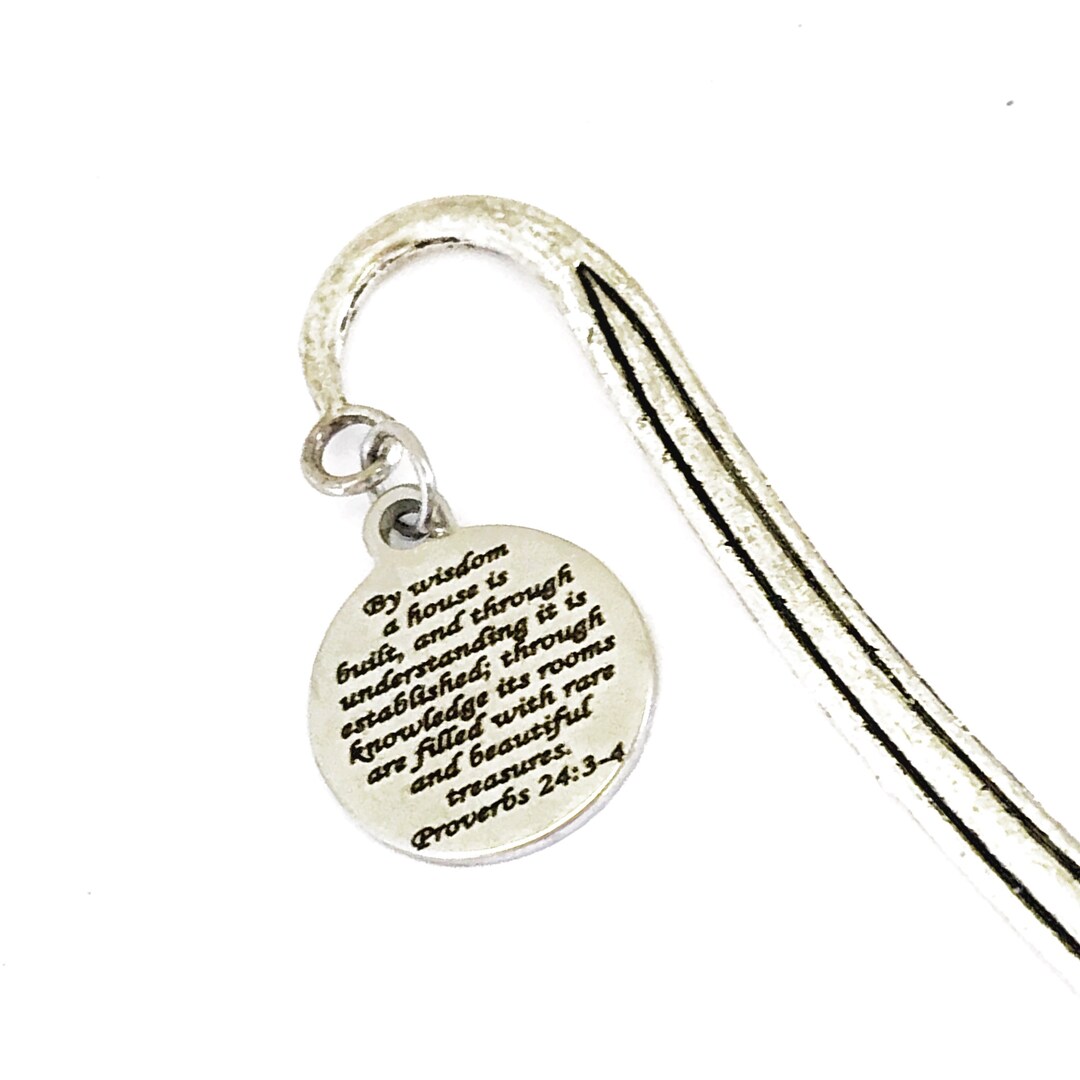 Bookmark Charm, by Wisdom A House is Built Bookmark, Planner Charm ...