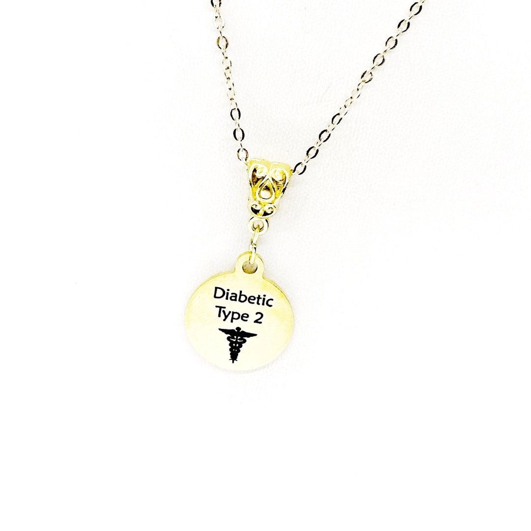 Diabetic Type 2 Pendant Necklace, Medical Condition Jewelry, Medical ...