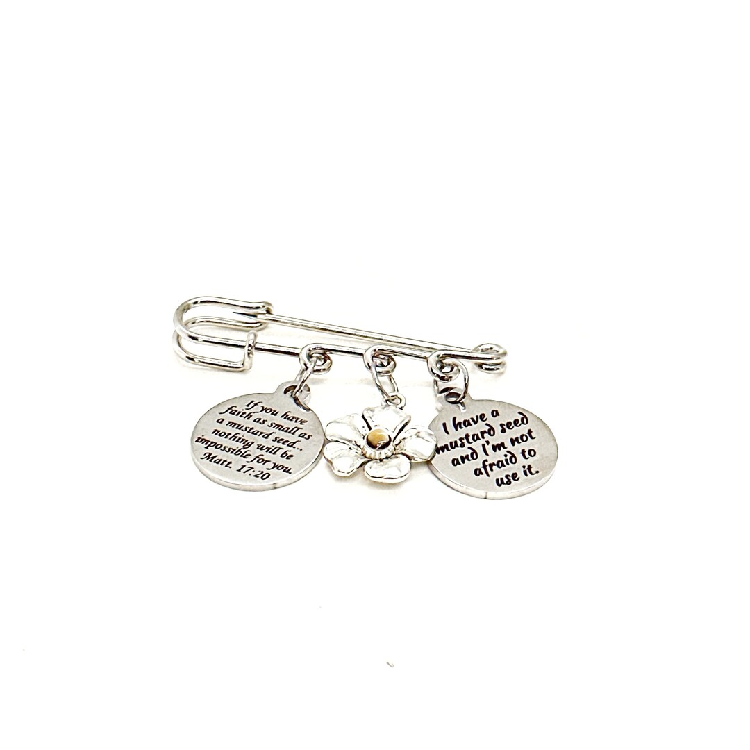 Mustard Seed Flower Three Charm Brooch, Mustard Seed Pin, Blooming ...