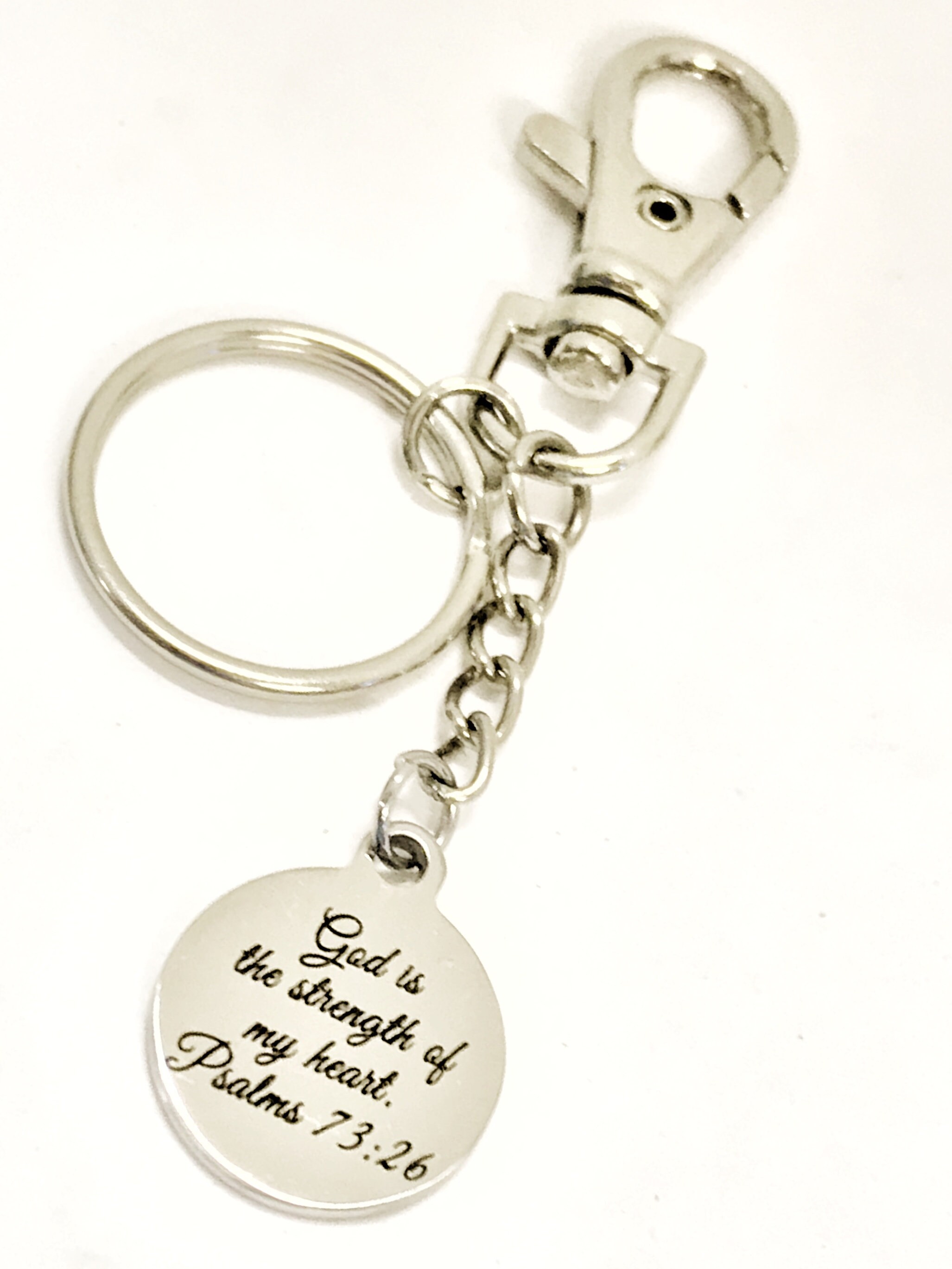 Bible Verse Gifts, God Is The Strength Of My Heart Keychain, Psalm 73 ...