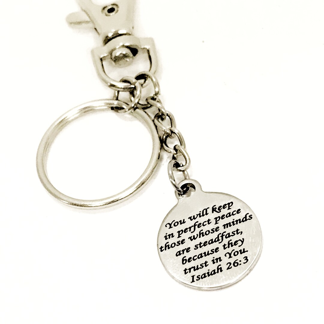 Faith Keychain, Perfect Peace Keychain, Isaiah 26 3 Keychain, Faith ...