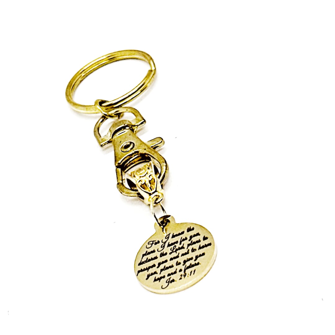 Gods Plans for You Jer 29 11 Goldtone Keychain, Faith Gift, Scripture ...