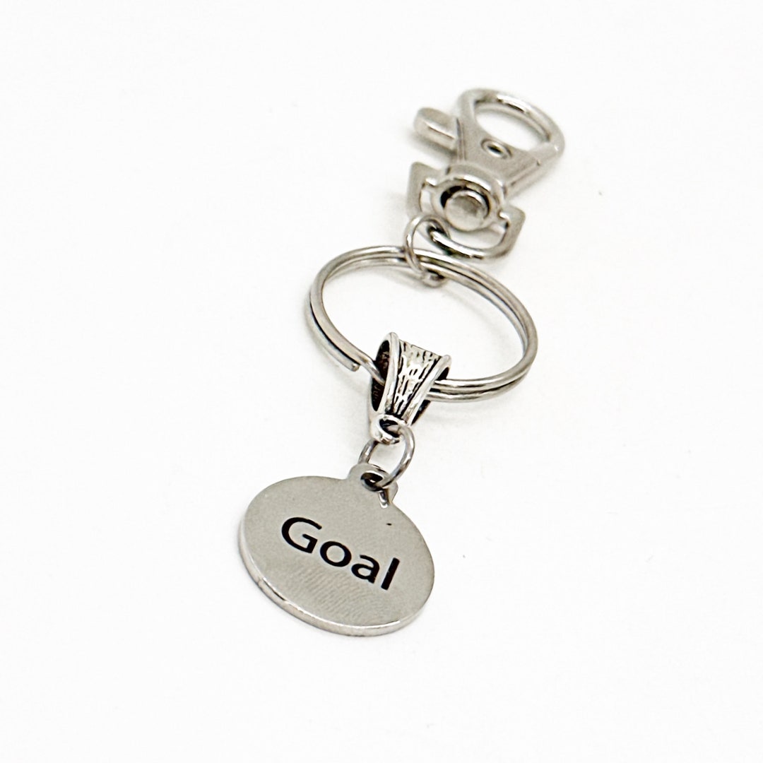 Goal Round Charm Clip on Keychain, Goal Setting, Goal Setter, Weight ...