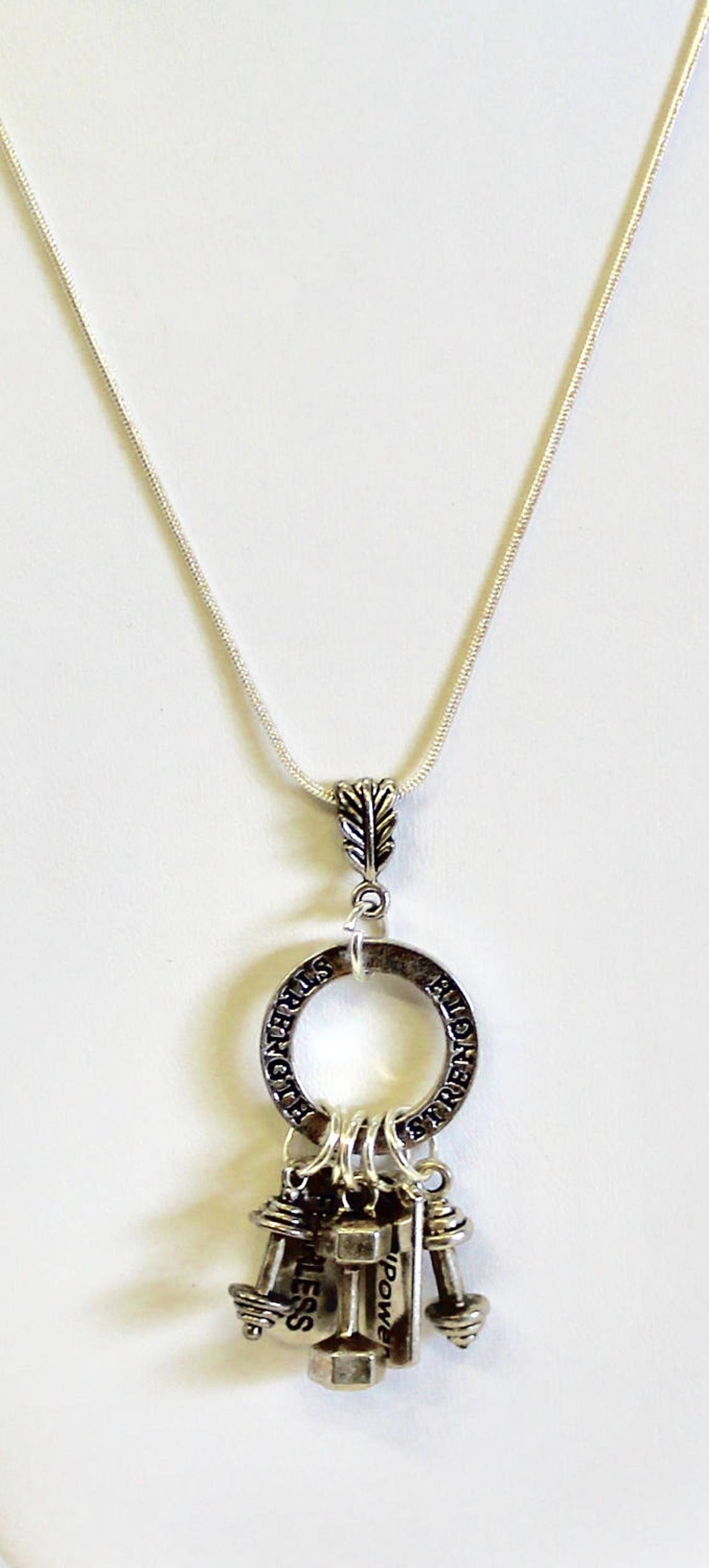 Strong Woman Weightlifting Charm Necklace, Exercise Jewelry, Strength ...