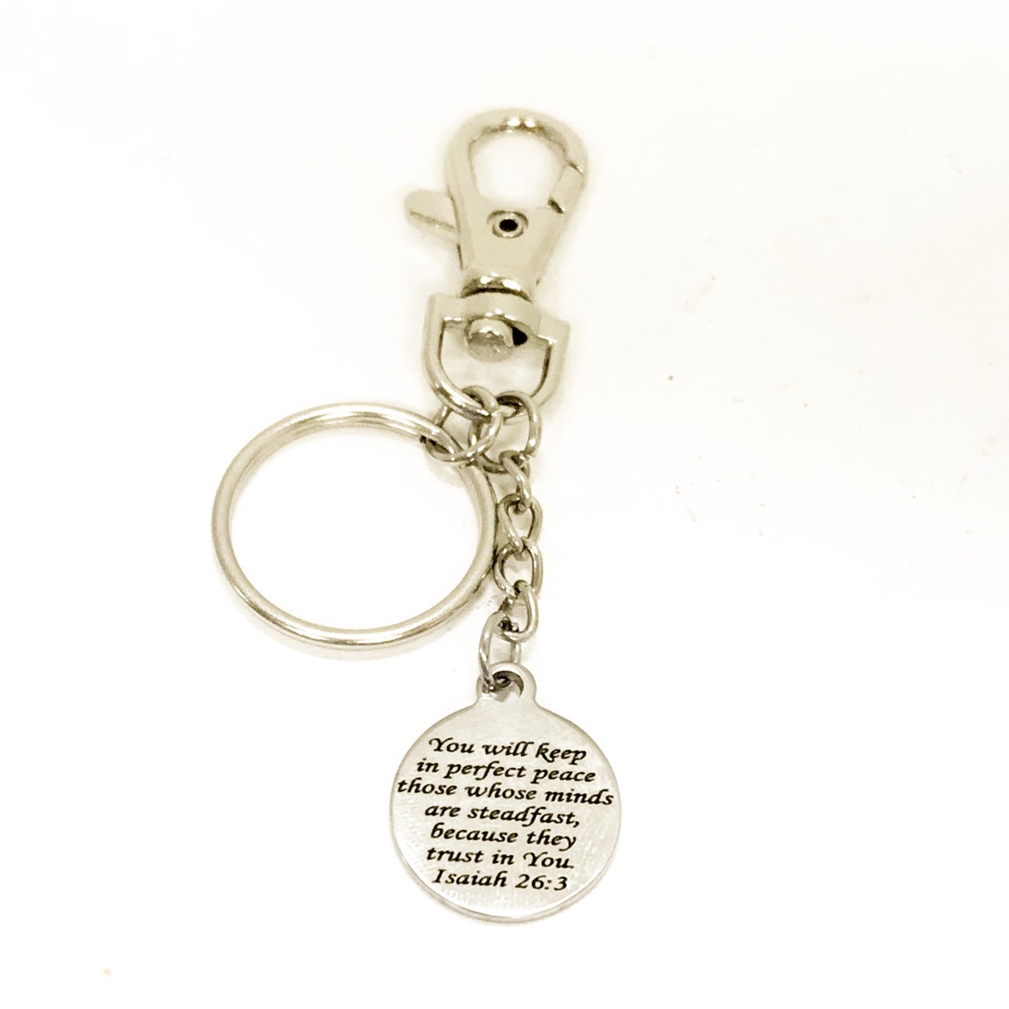 Faith Keychain, Perfect Peace Keychain, Isaiah 26 3 Keychain, Faith ...