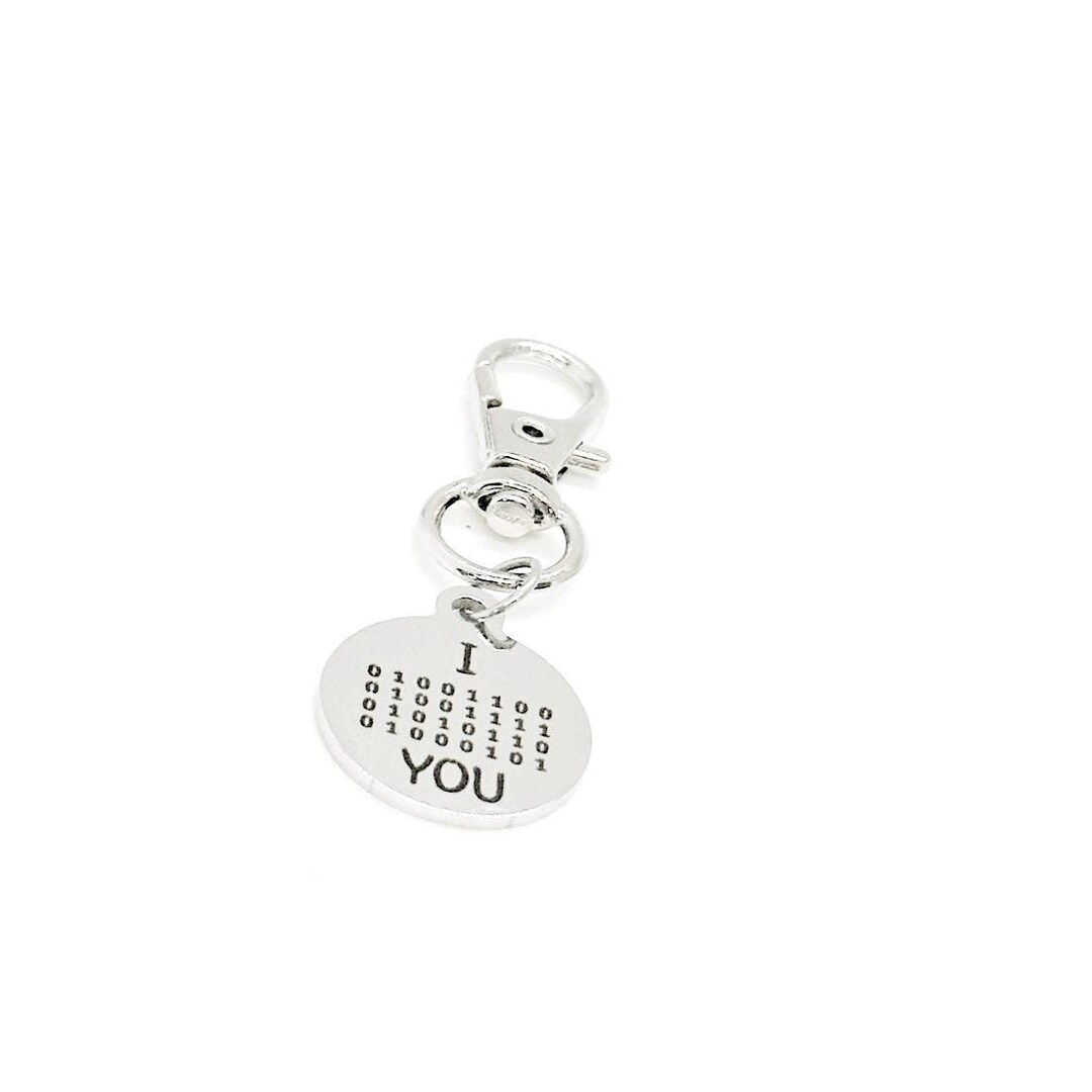 I Love You Clip on Charm, Binary Code, Computer Nerd, CS College ...