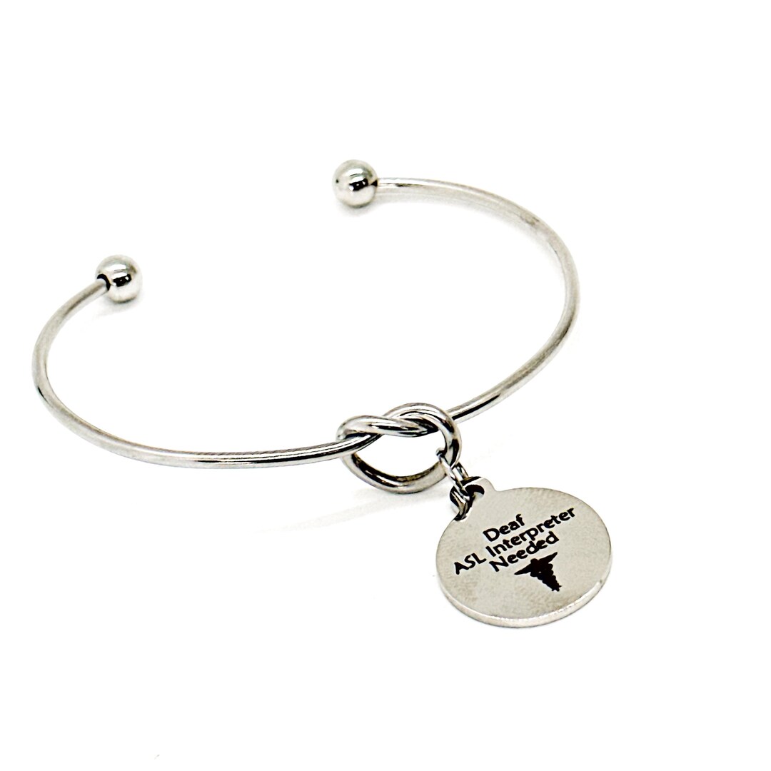 Deaf ASL Interpreter Needed Charm Bracelet, Deaf Notice Jewelry, Gift ...