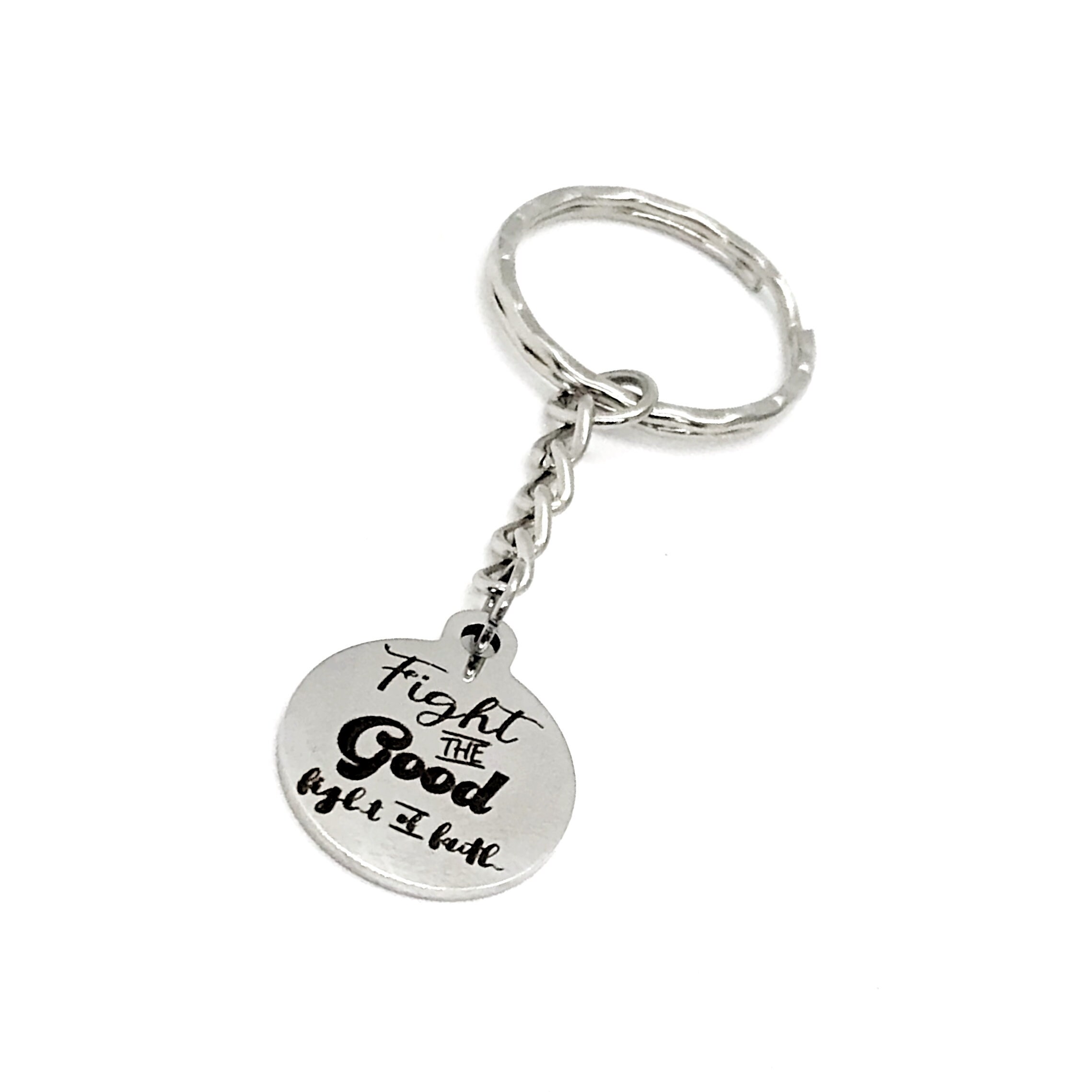 Faith Gift, Fight The Good Fight Of Faith Keychain, Charm Keychain ...