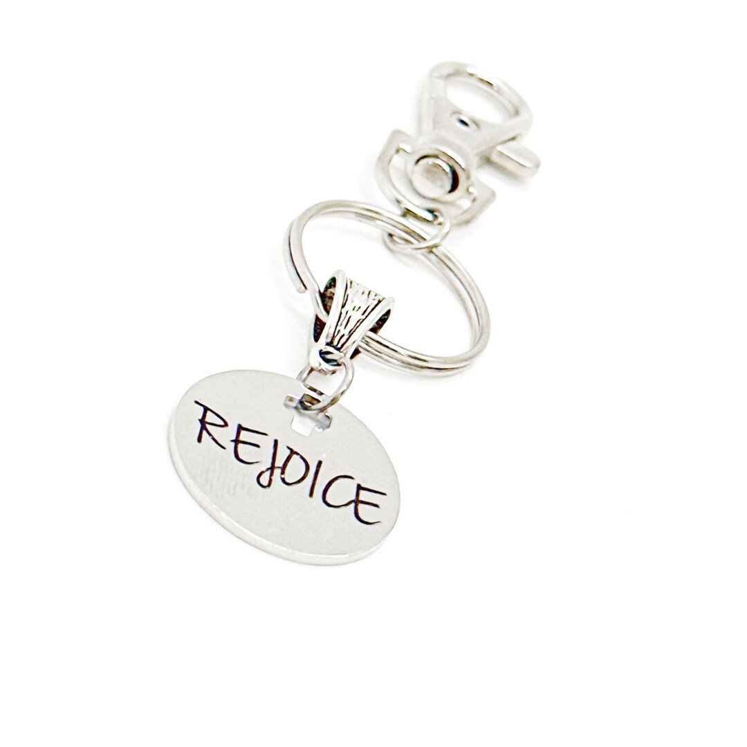 Rejoice Charm Clip on Keychain, Faith Gift, Affirmation, Choir Gifts ...