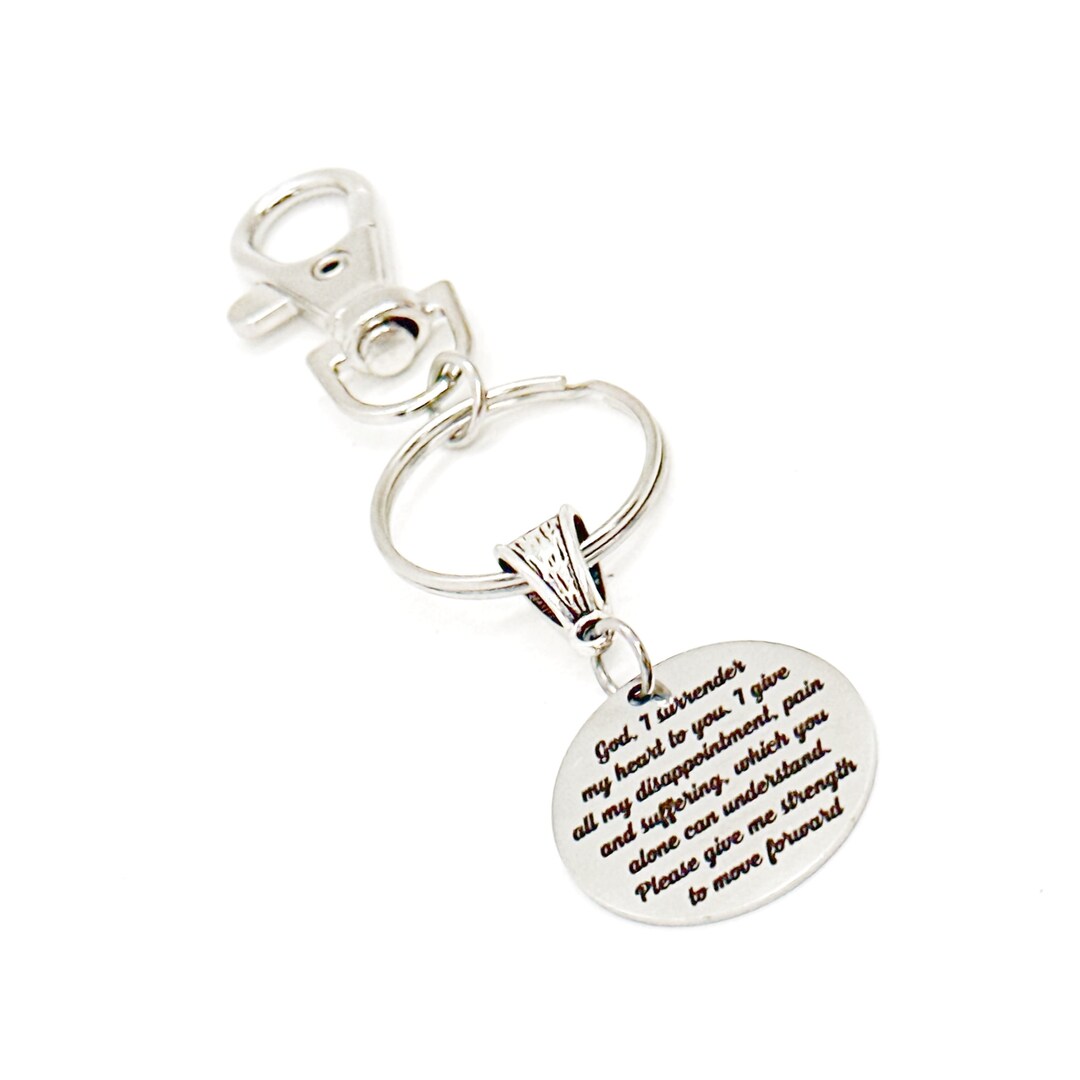 God I Surrender My Heart to You Charm Clip on Keychain, Faith Gift ...
