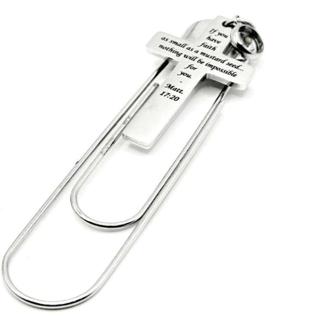 Mustard Seed Faith Cross Paperclip Bookmark Stainless Steel Christian ...
