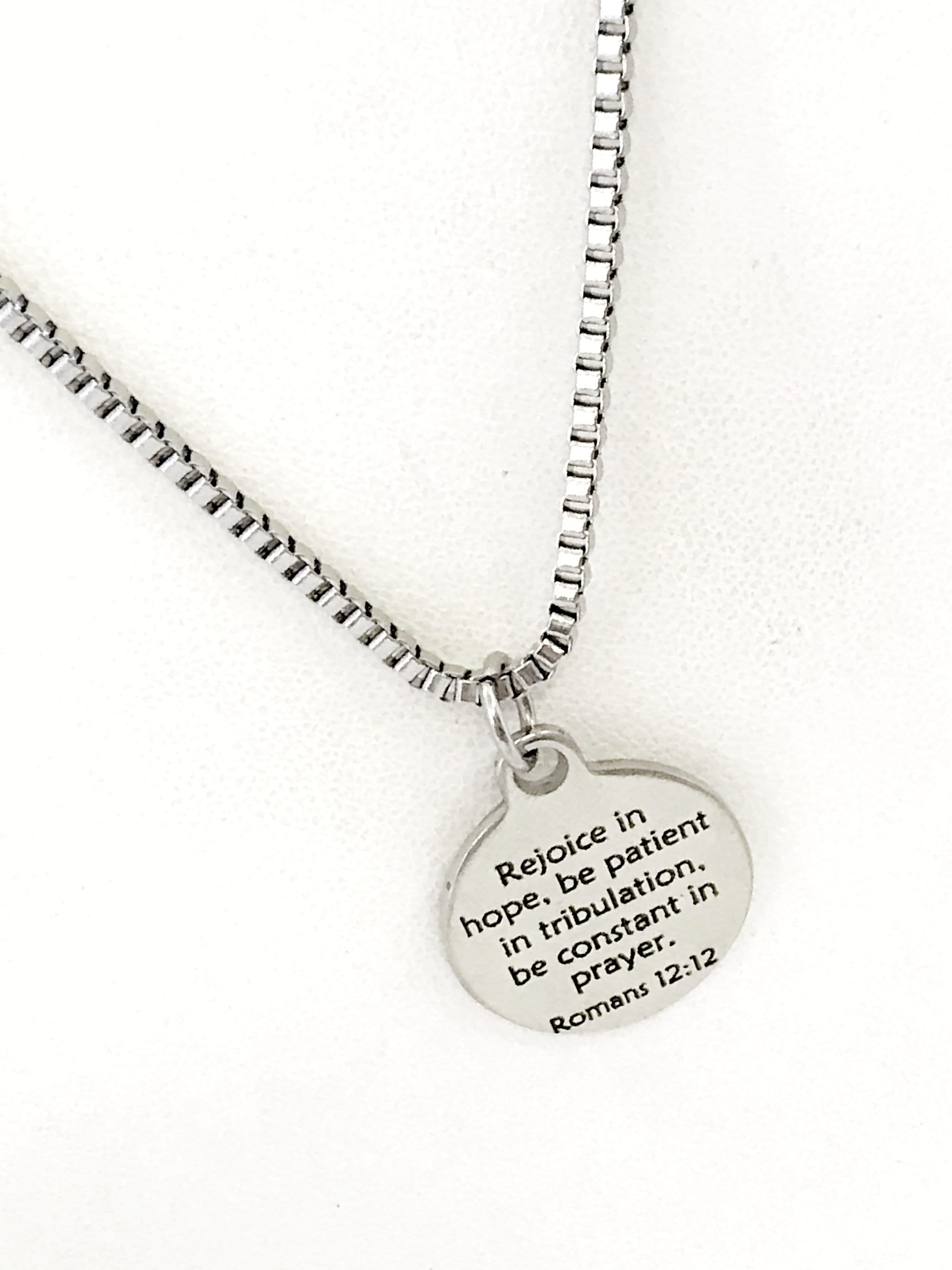 Bible Verse Jewelry, Rejoice In Hope, Romans 12 12 Bible Verse Necklace ...
