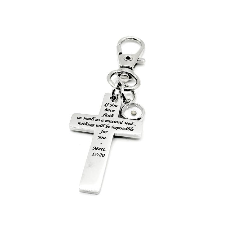 Mustard Seed Faith Cross Clip on Charm Stainless Steel Christian Gift ...
