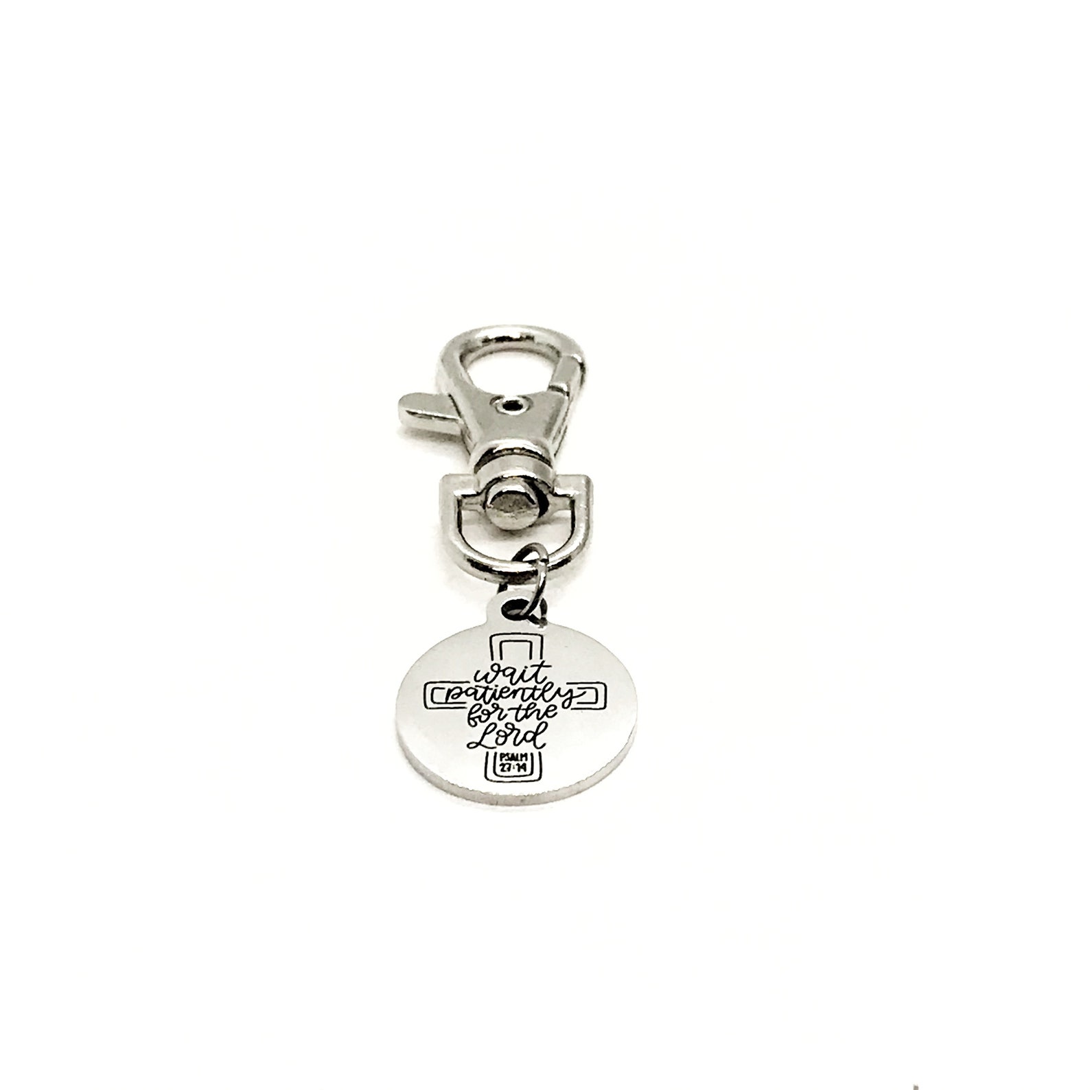 Bag Charm, Wait Patiently on the Lord Charm Gift, Psalm 27 14 Keychain ...