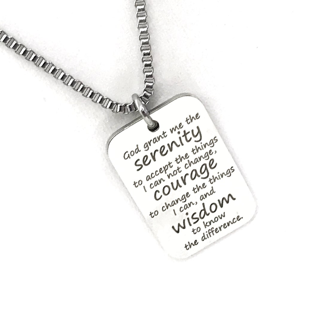 Serenity Prayer Necklace, Man Necklace Serenity Prayer Charm, Dogtag ...