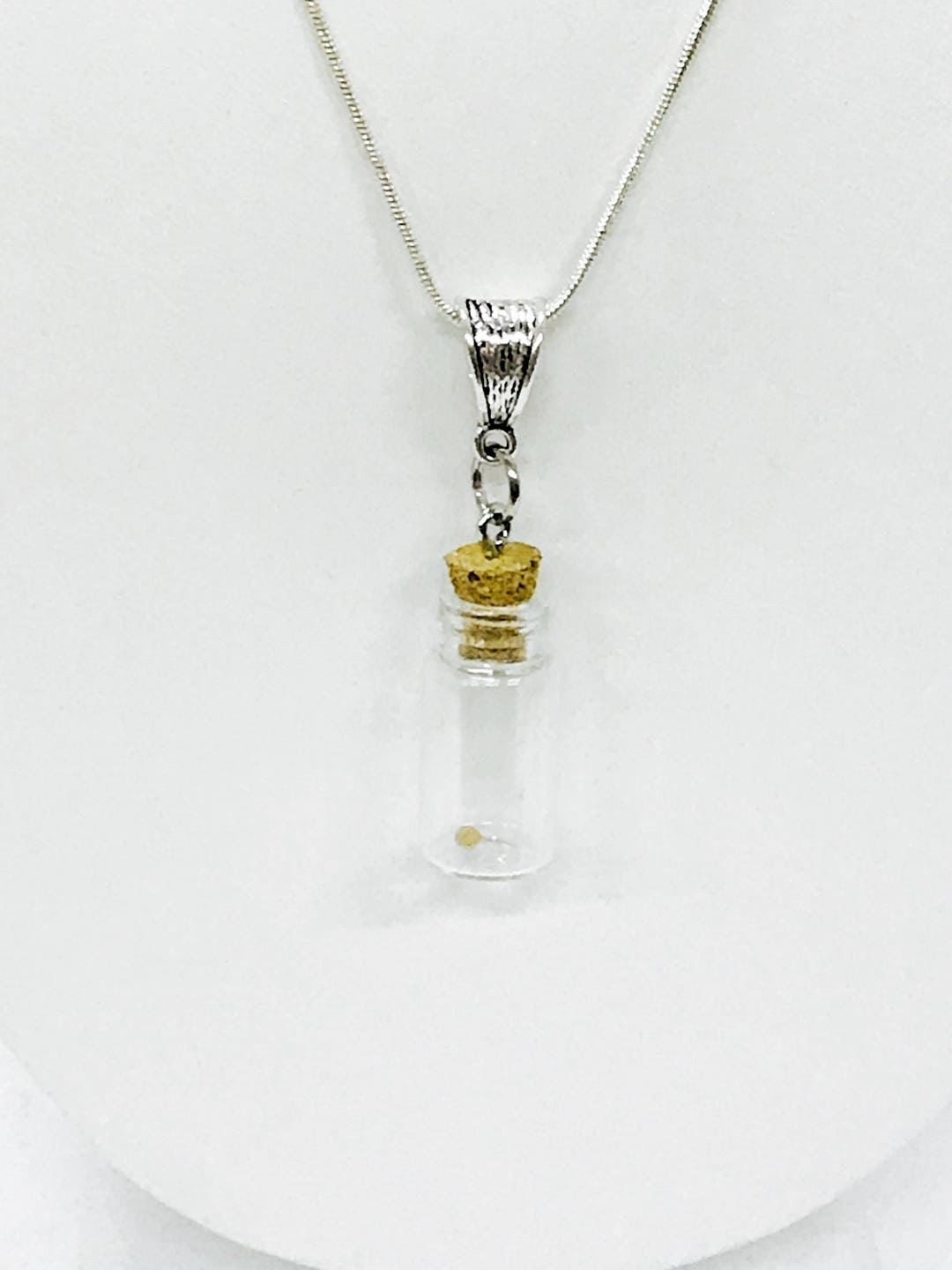 Mustard Seed Necklace With Glass Vial Pendant on Silver Chain, Luke 17: ...