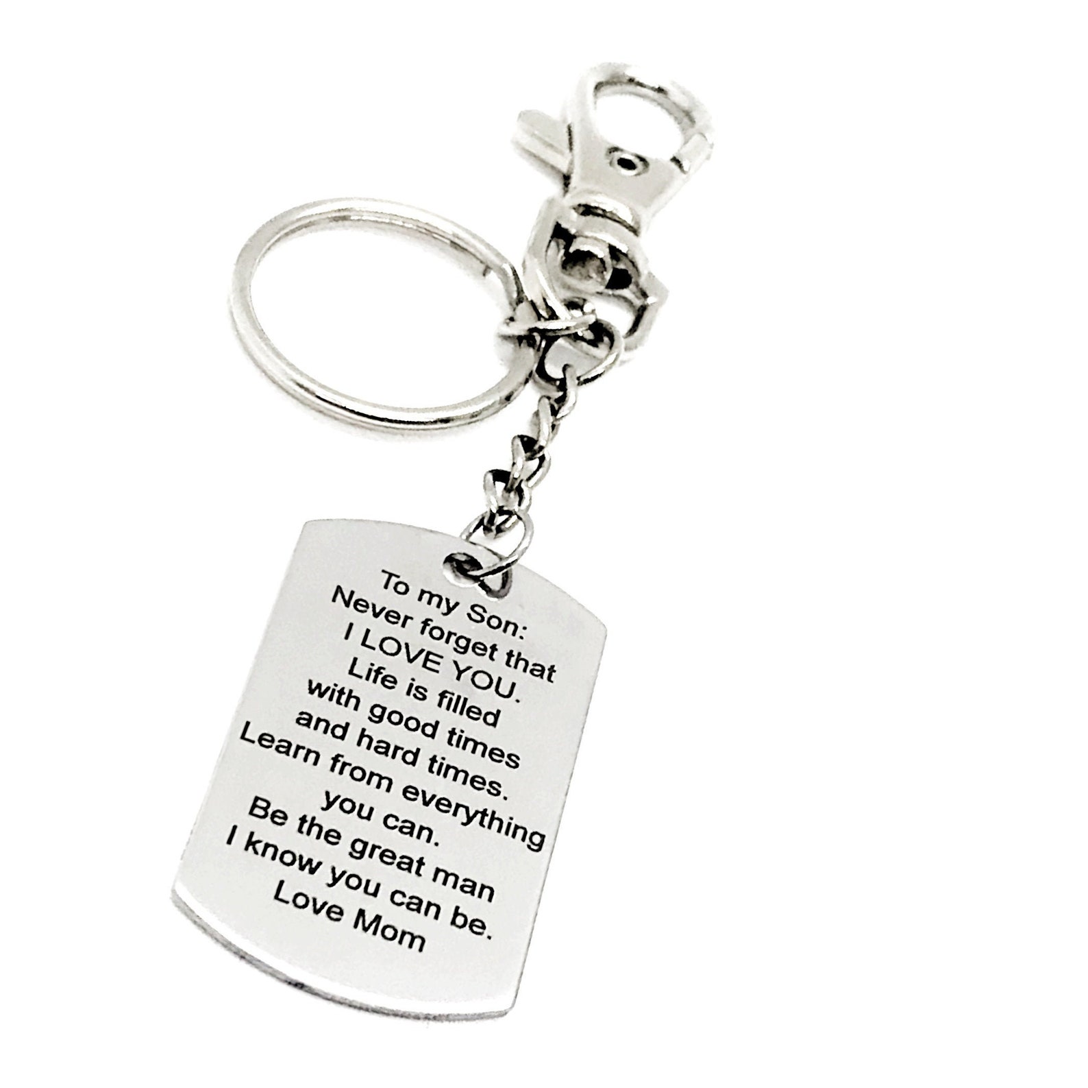 Son Gift, to My Son, Love Mom Keychain, Son Keychain Gift, Be A Great ...