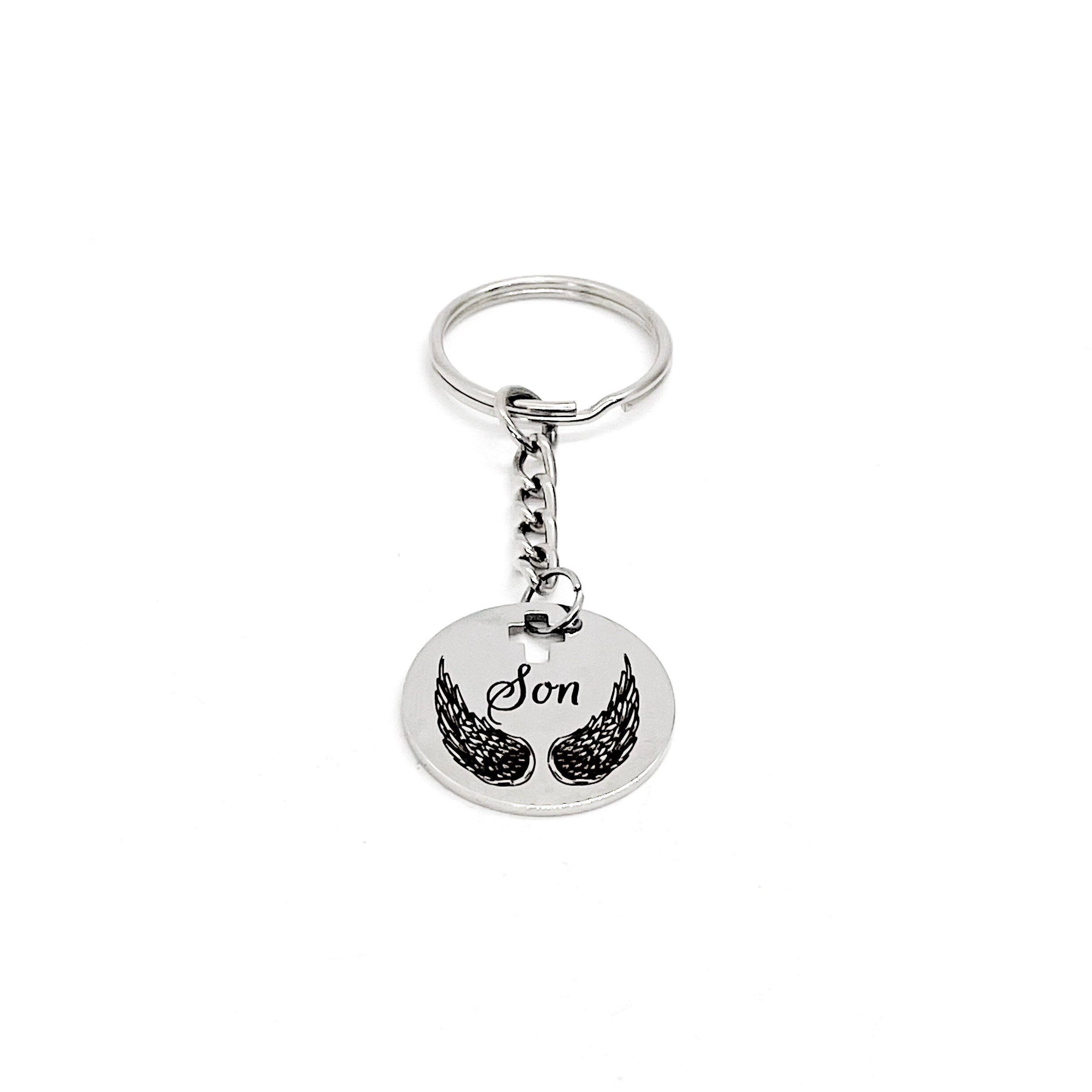 Son Memorial Gift, Son Angel Wings Keychain, Remembering Him, My Son Is ...
