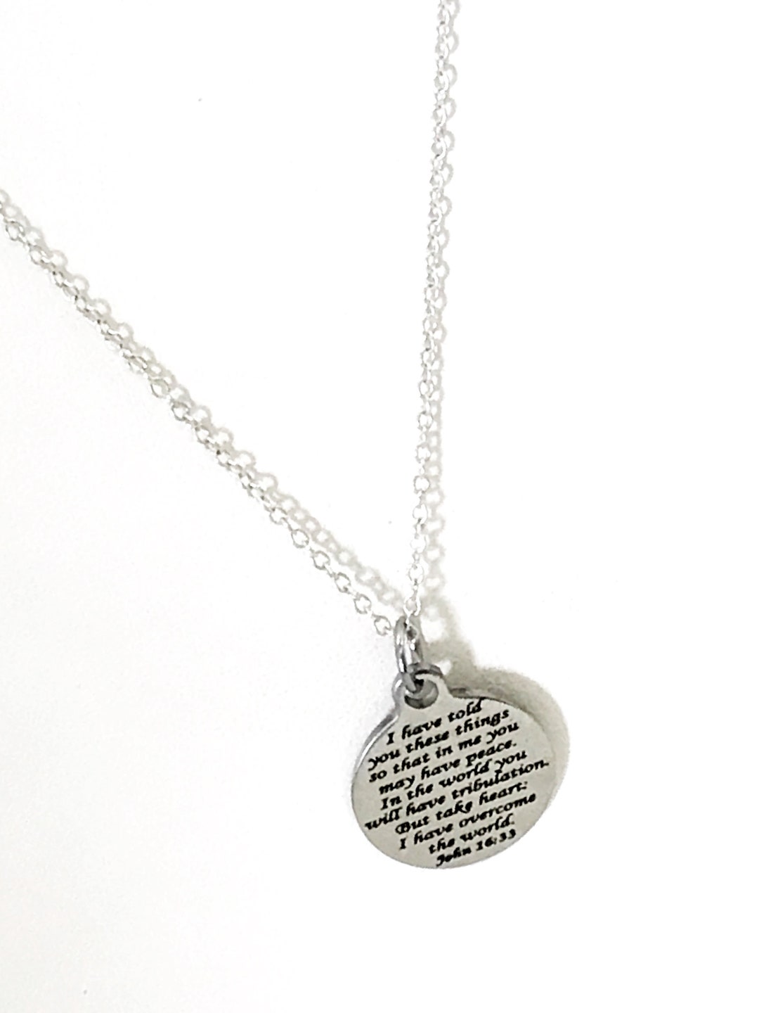 Scripture Necklace, Scripture Jewelry, Peace in the Lord Necklace, John ...