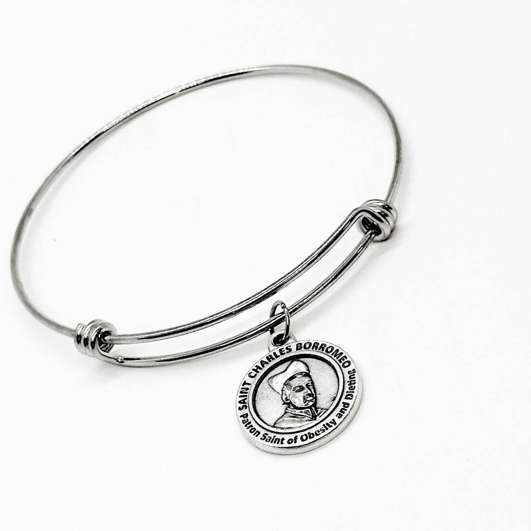 Saint Charles Borromeo Patron Saint of Obesity and Dieting Charm Bangle ...