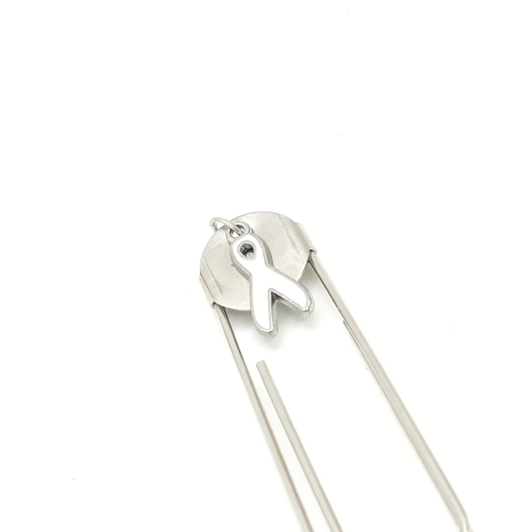 White Awareness Ribbon Bookmark, Bone Cancer, Postpartum Depression ...