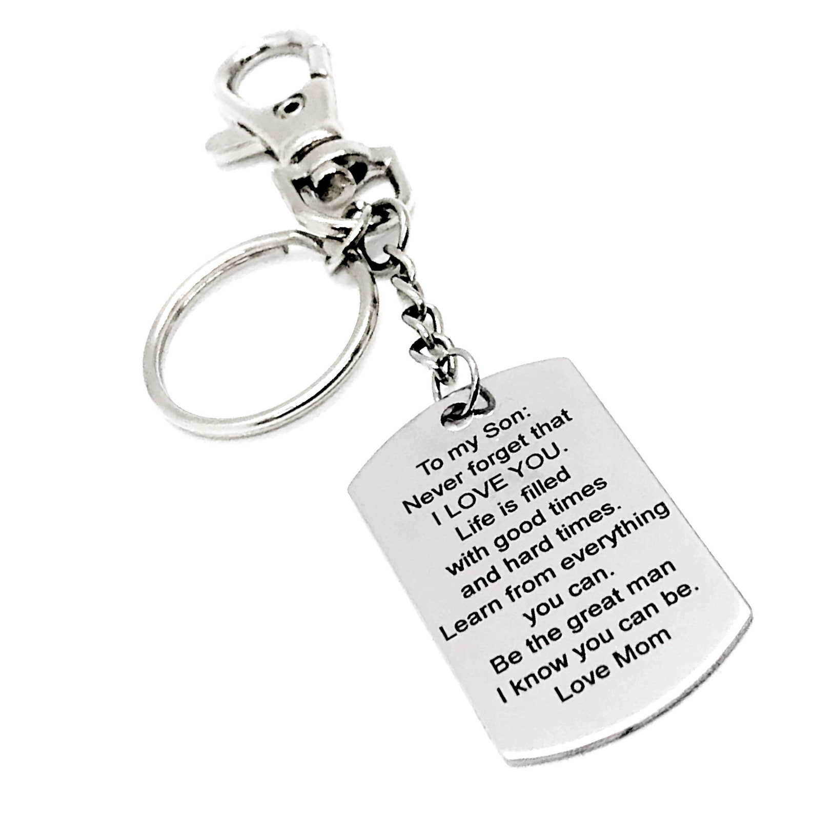 Son Gift, to My Son, Love Mom Keychain, Son Keychain Gift, Be A Great ...