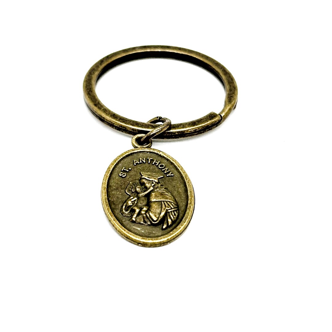 Antique Bronze Saint Anthony Key Chain, Patron Saint of Lost Things ...