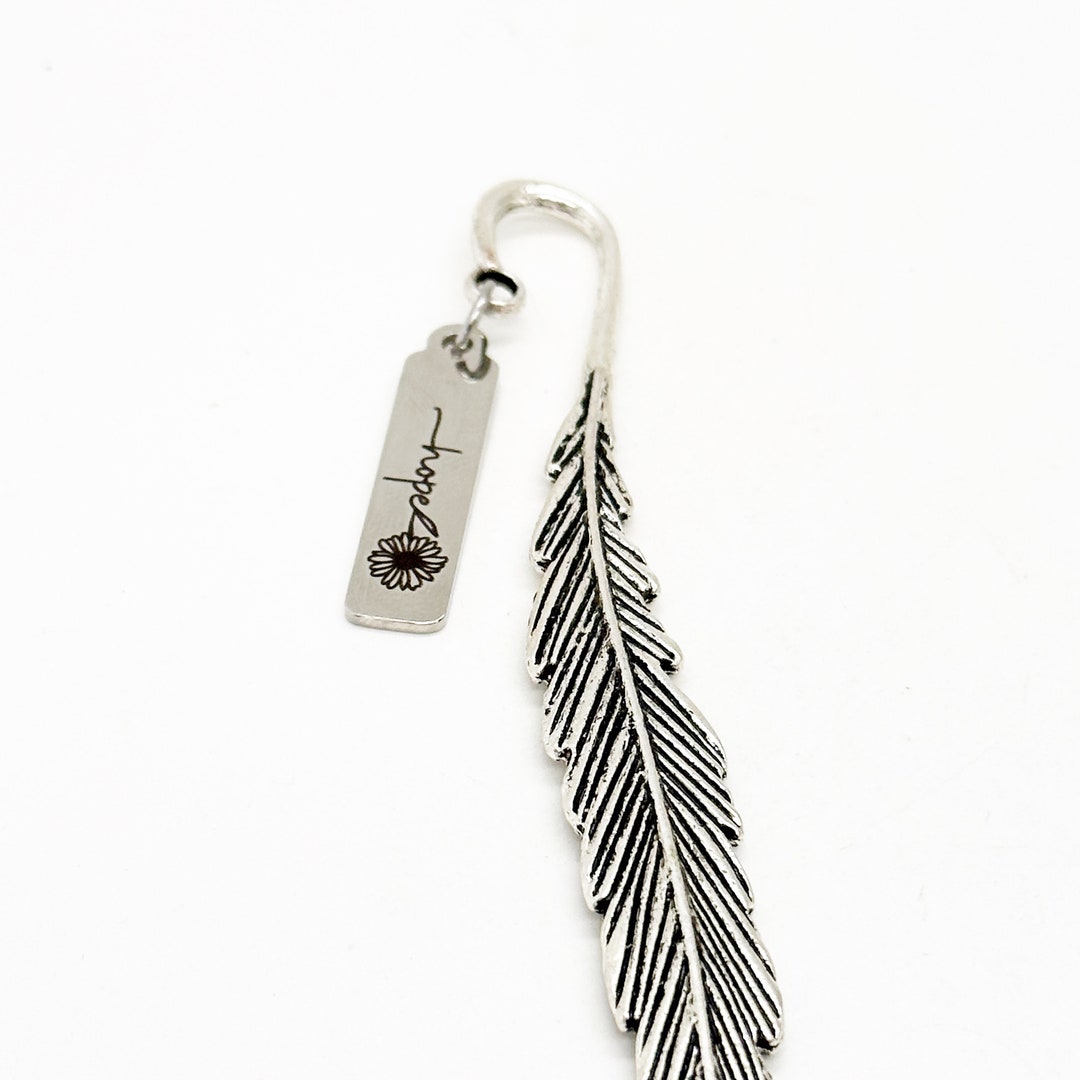 Hope Charm Feather Stem Bookmark, Have Hope, Keep Hope, Recovery Gift ...