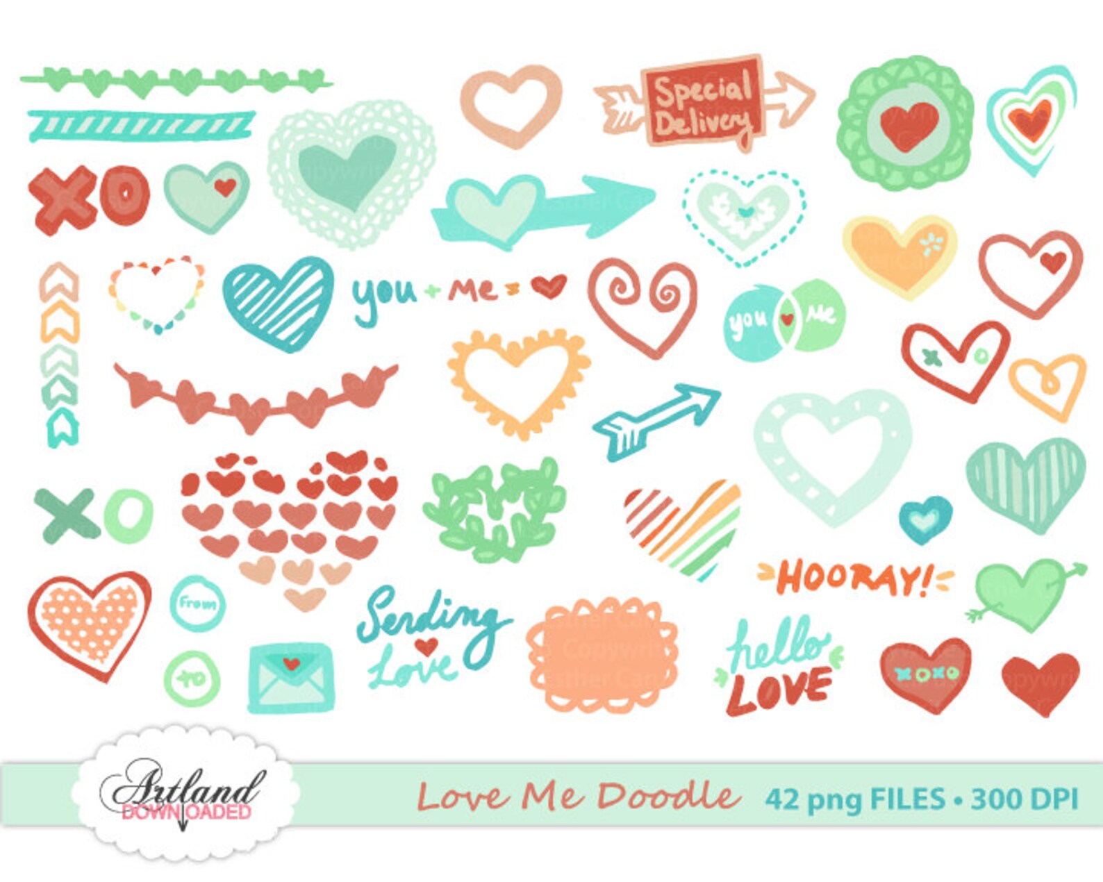 Liebe mich Doodle Digital Clip Art Instant Download handgezeichnete ...
