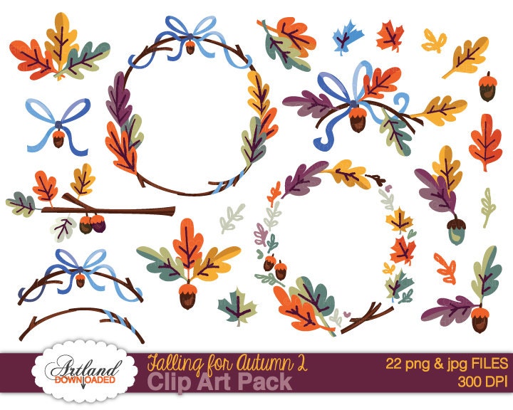 Fall Autumn Frame Borders Wreath Digital Clipart Instant - Etsy