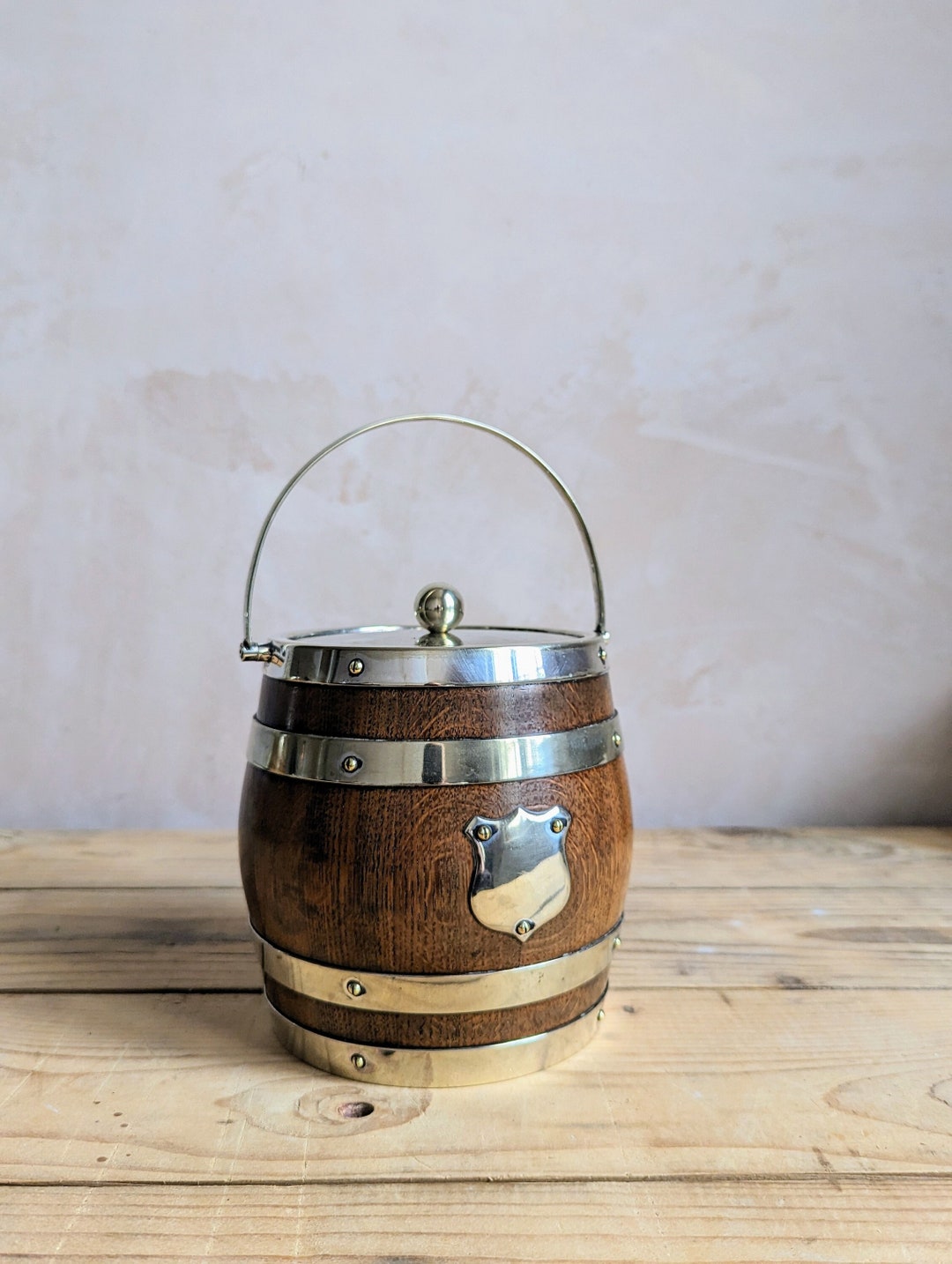 A Super 1930s Oak Wooden Biscuit Barrel With Silver Plated Fittings ...