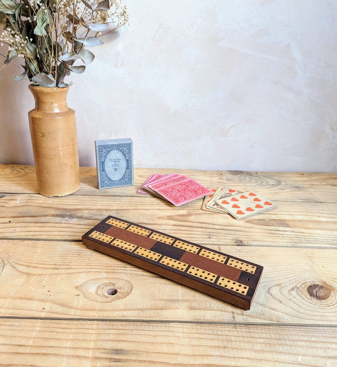 A Vintage Cribbage Board C1950 - Inlaid With Various Specimen Wood ...