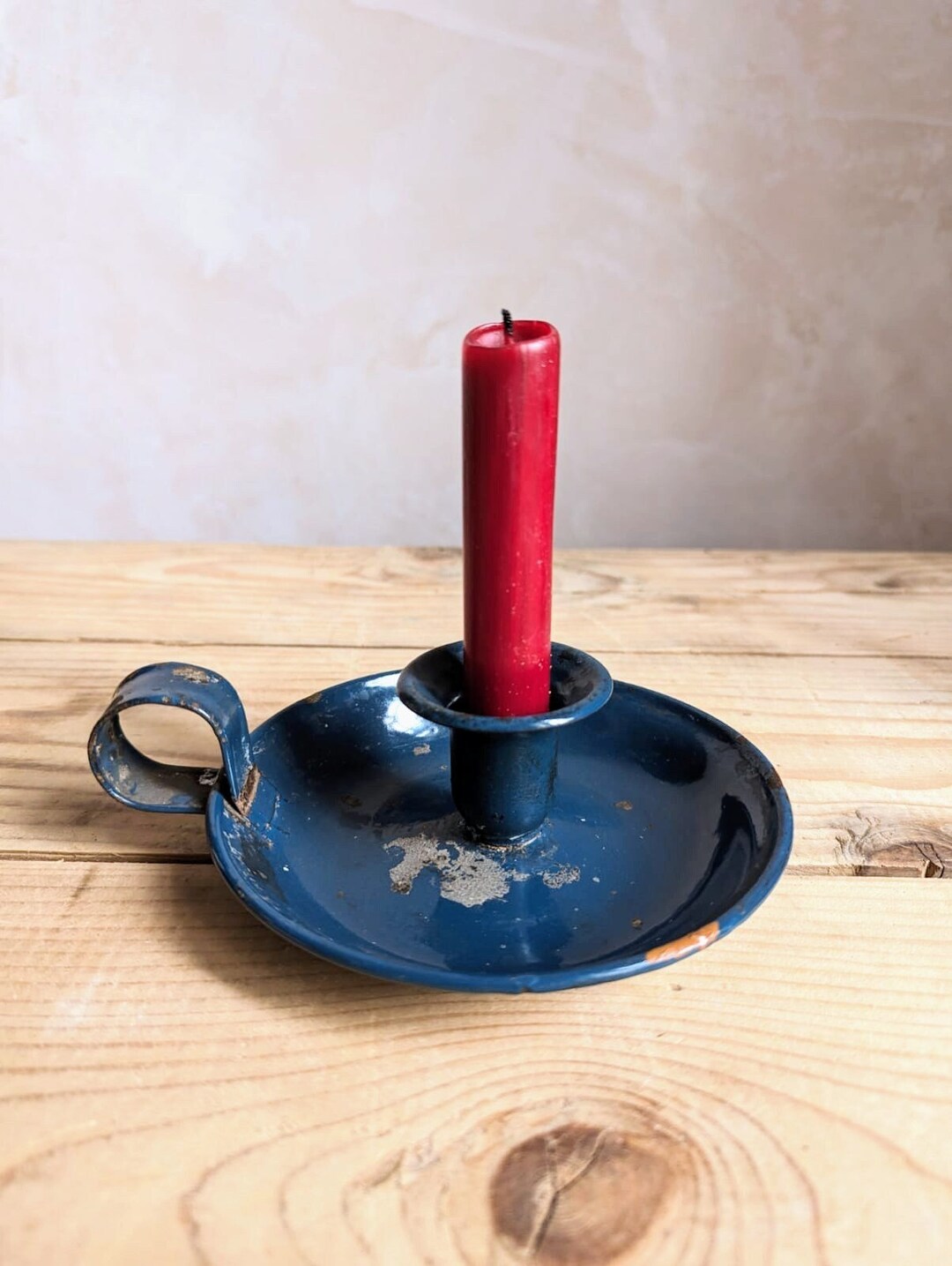 Vintage Enamel Candlestick or Chamberstick Blue Enamel Candle Holder - Etsy