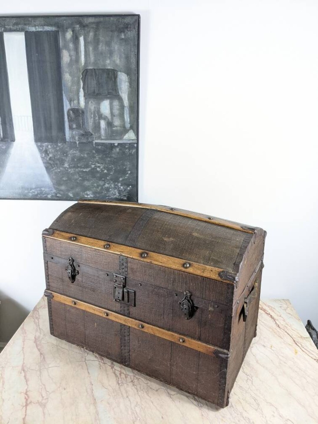 Large Antique Victorian Domed Steamer Trunk C1880 - Etsy UK