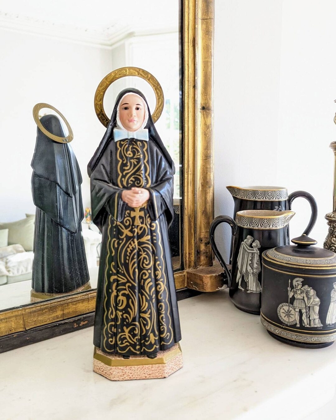 Vintage French Plaster Religious Statue St Rita of Cascia Kitsch ...